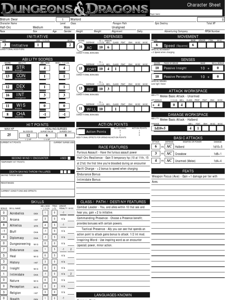 Character Sheet | PDF | Role Playing Games | Leisure