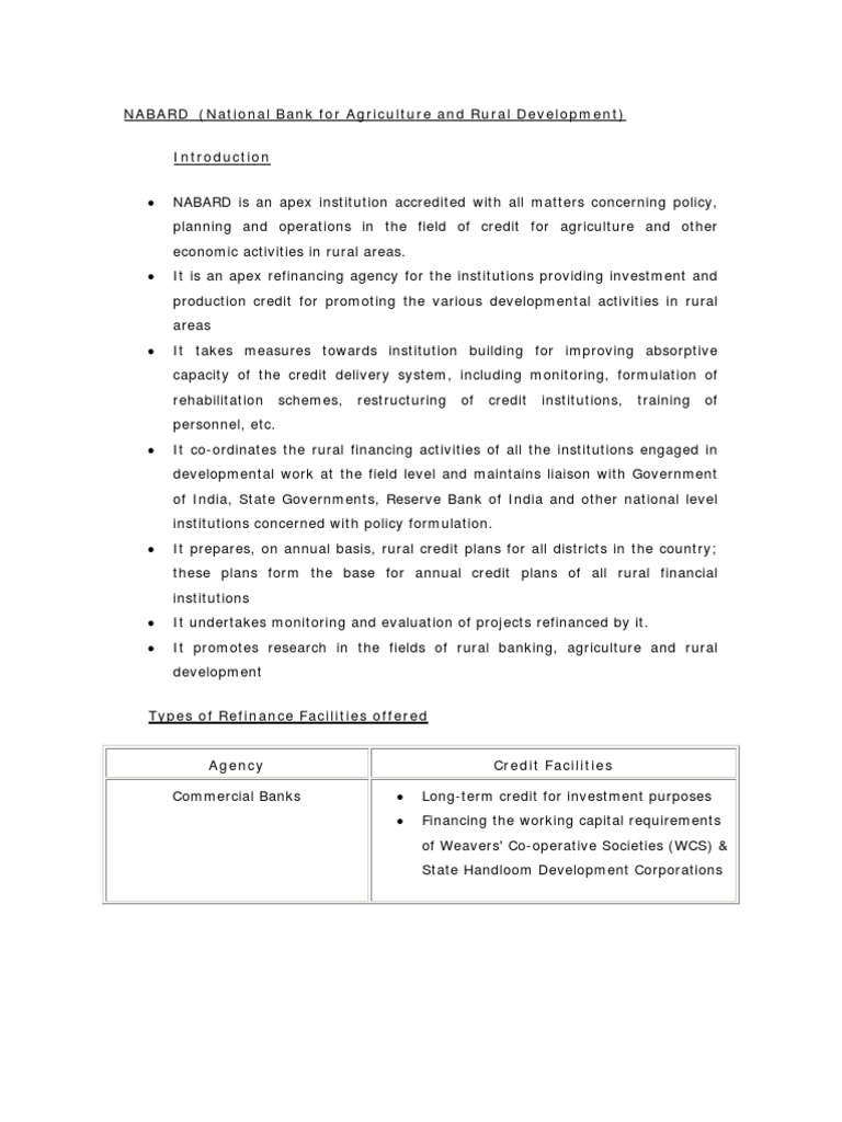NABARD (National Bank For Agriculture and Rural Development ...