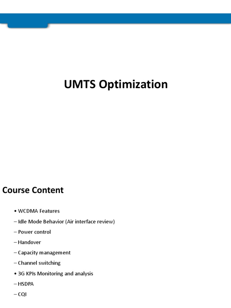UMTS Optimization PDF | PDF | High Speed Packet Access | Error Detection And Correction