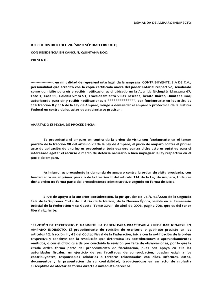 Demanda De Amparo Indirecto Administrativa Pdf Caso De Ley Estado
