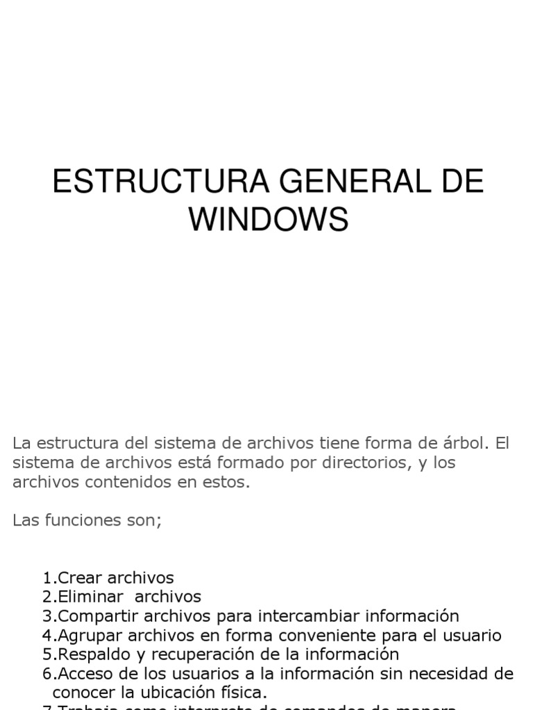 Estructura de Windows | PDF | Directorio (Computación) | Archivo de ...