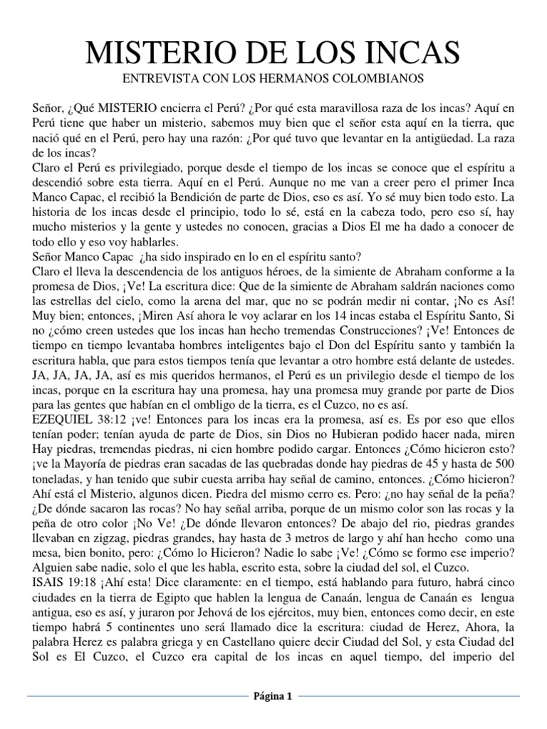 Misterio de Los Incas 2 | PDF | Imperio Inca | Francisco Pizarro