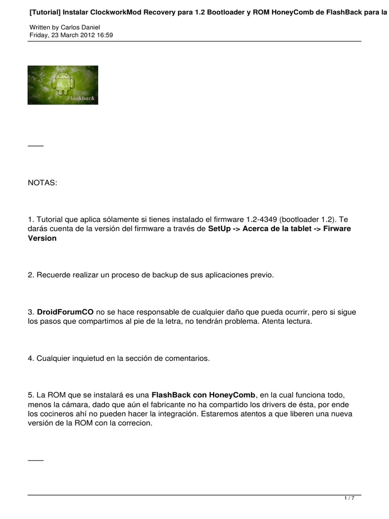 Tutorial Instalar Clockworkmod Recovery para 12 Bootloader y Rom ...