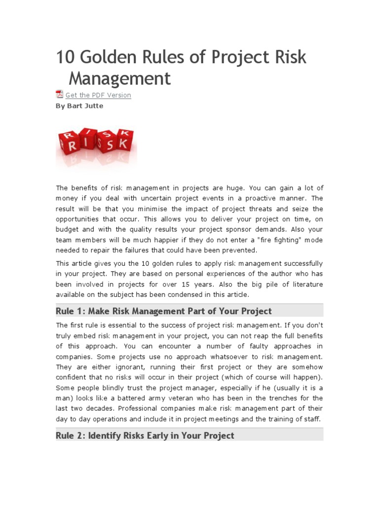 10 Golden Rules of Project Risk Management | PDF | Risk | Risk Management