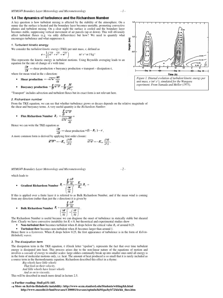 Richardson Number | PDF | Turbulence | Boundary Layer