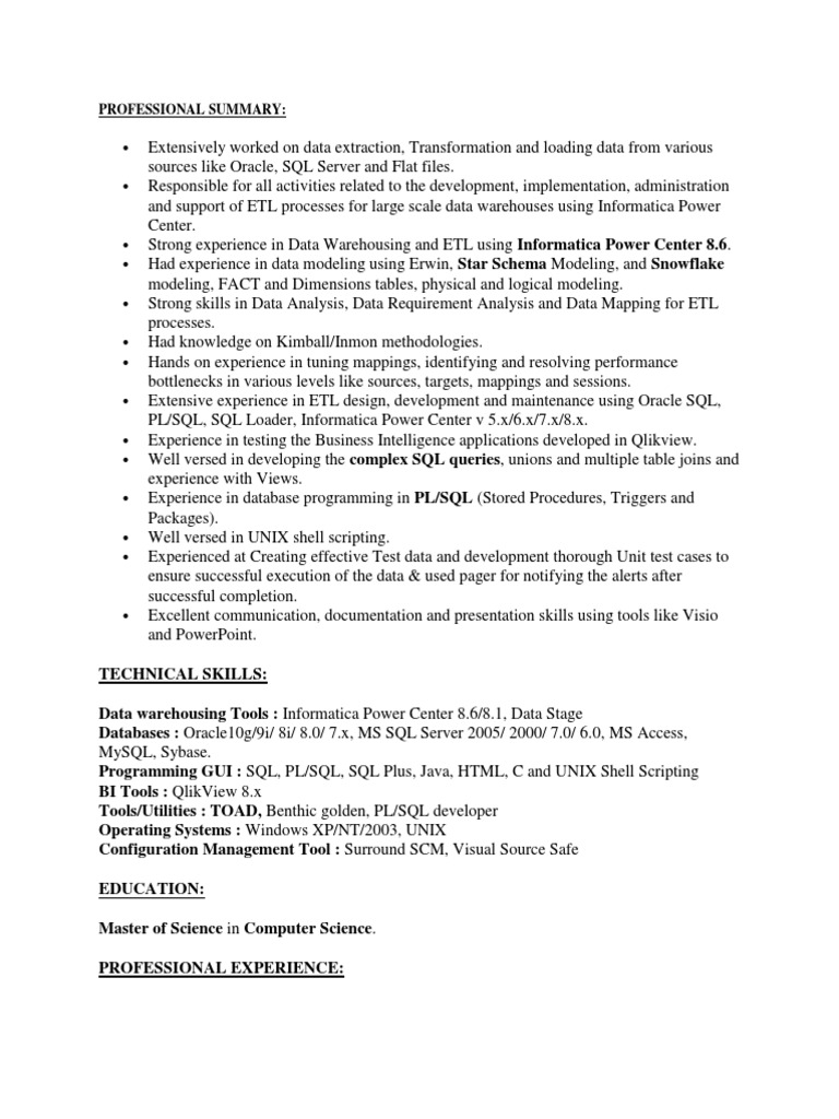 PROFESSIONAL Informatica CV | PDF | Microsoft Sql Server | Databases