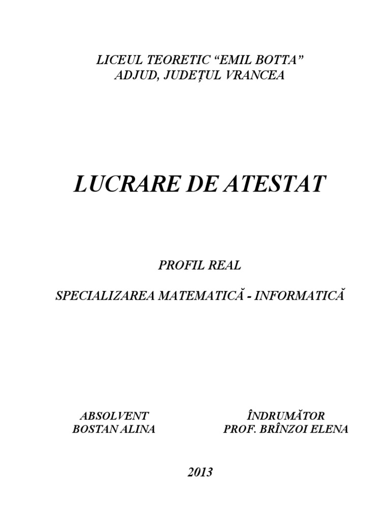 Exemplu Atestat HTML | PDF