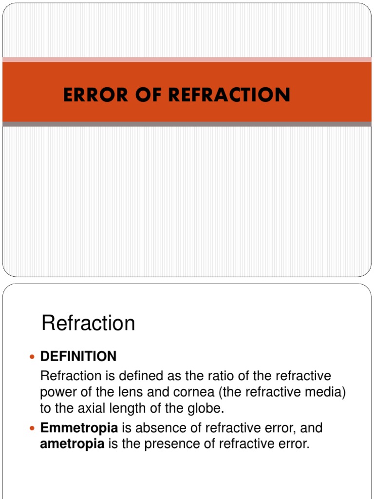 Error of Refraction | PDF | Lens (Optics) | Human Eye