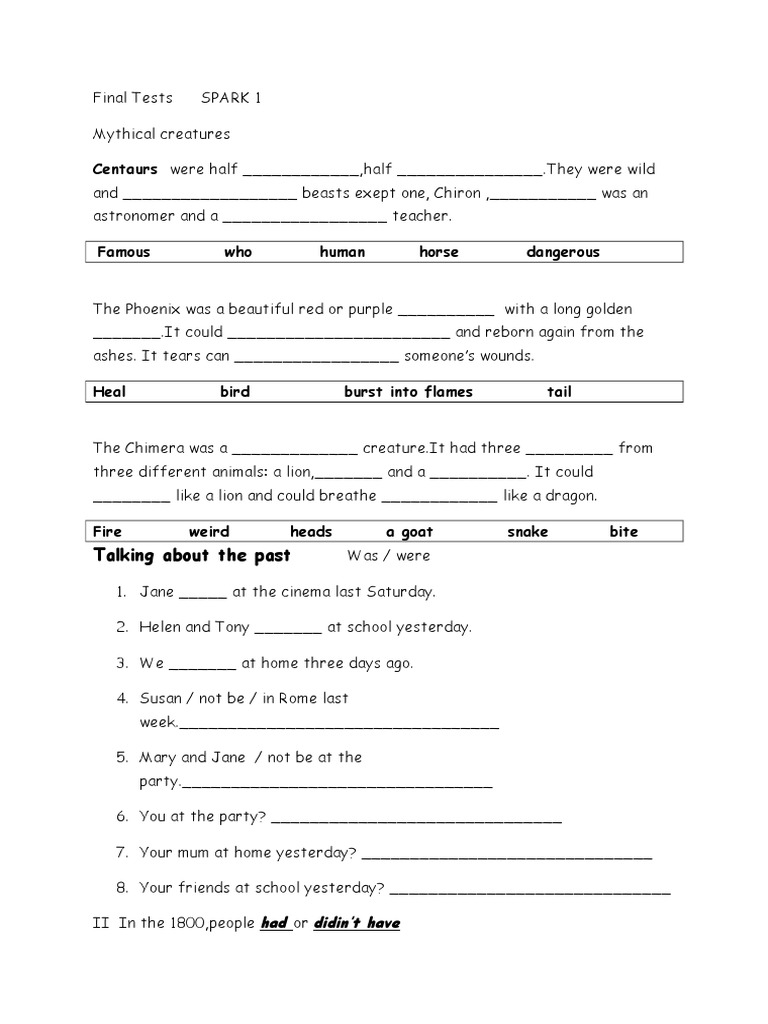 Spark 1 Final Test Booklet | PDF