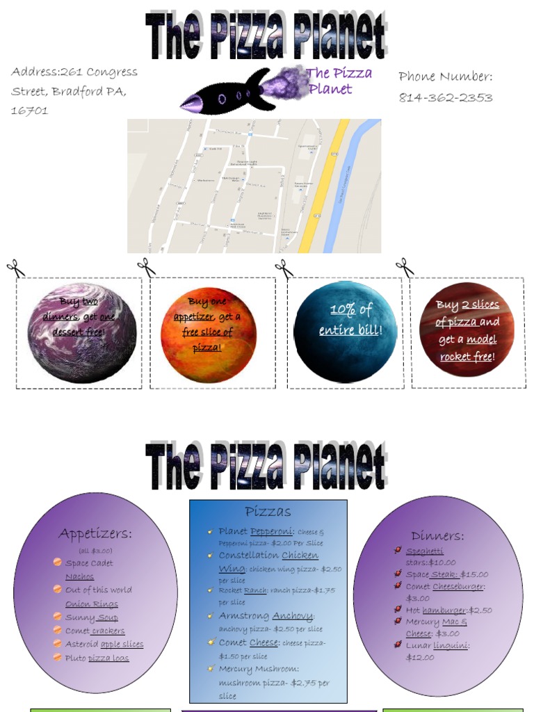 Pizza Planet Menu and Deals PDF | PDF