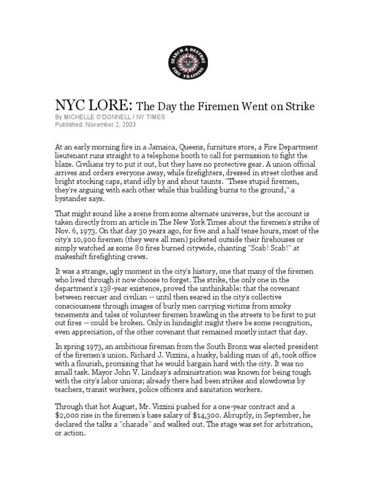 Fdny Strike PDF | PDF | New York City Fire Department | Strike Action