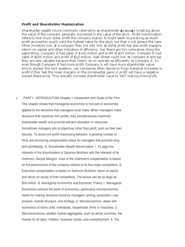 Profit and Shareholder Maximization | PDF | Net Present Value | Profit ...