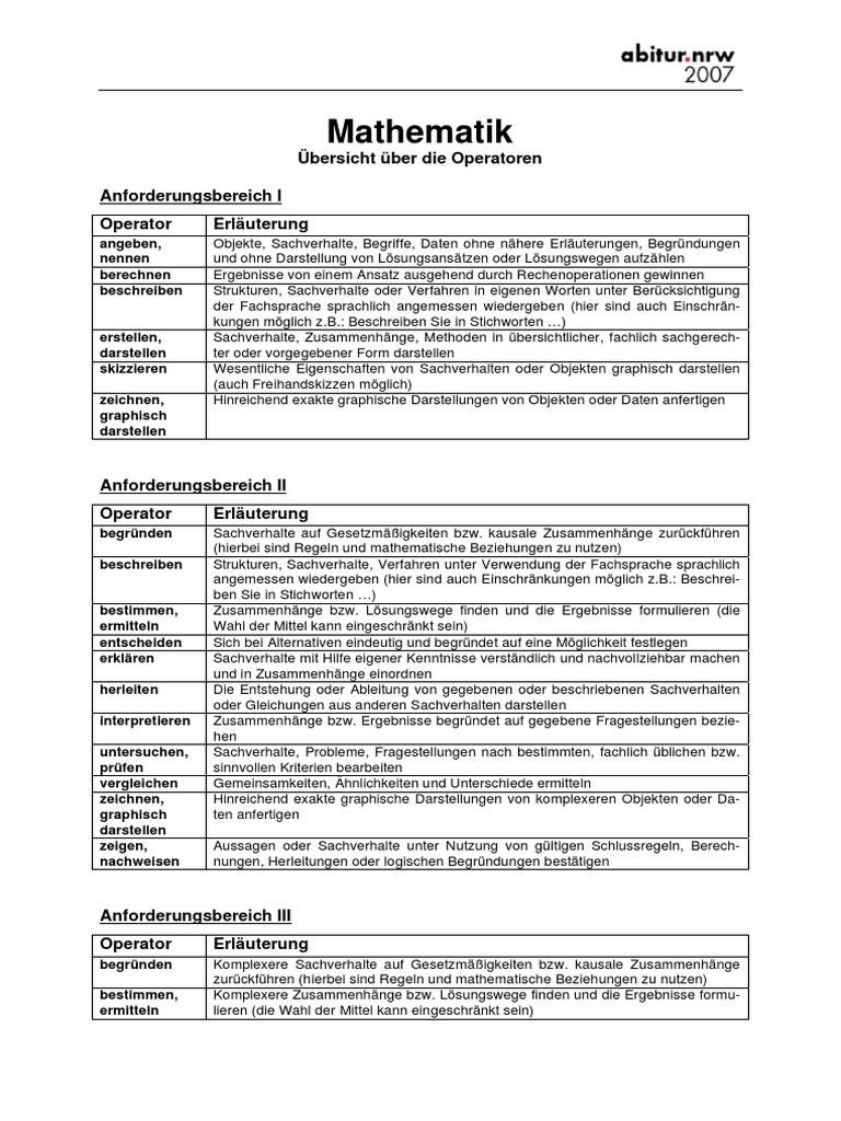 Mathematik Operatoren-Uebersicht | PDF