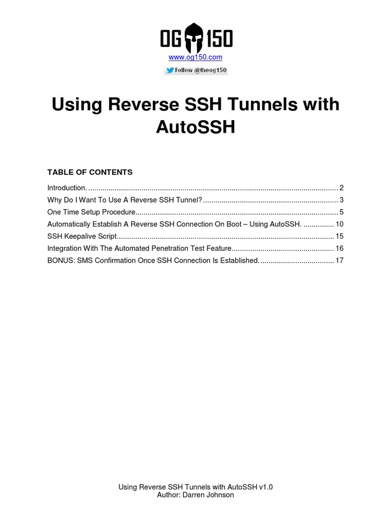 Using Reverse SSH Tunnels With AutoSSH | PDF | Secure Shell | Router ... Using Reverse SSH Tunnels With AutoSSH | PDF | Secure Shell | Router ...