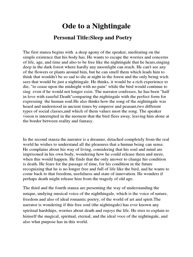 Ode To A Nightingale | PDF | Poetry | Science
