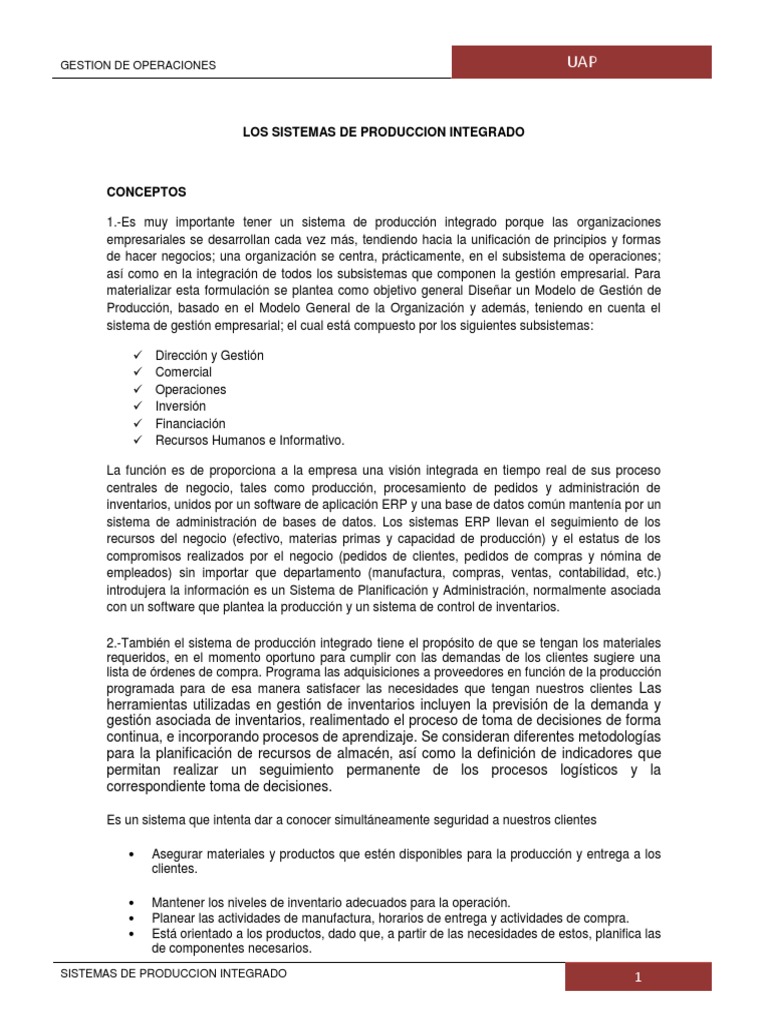 Los Sistemas de Produccion Integrado | PDF | Planificación de recursos empresariales | Servidor ...