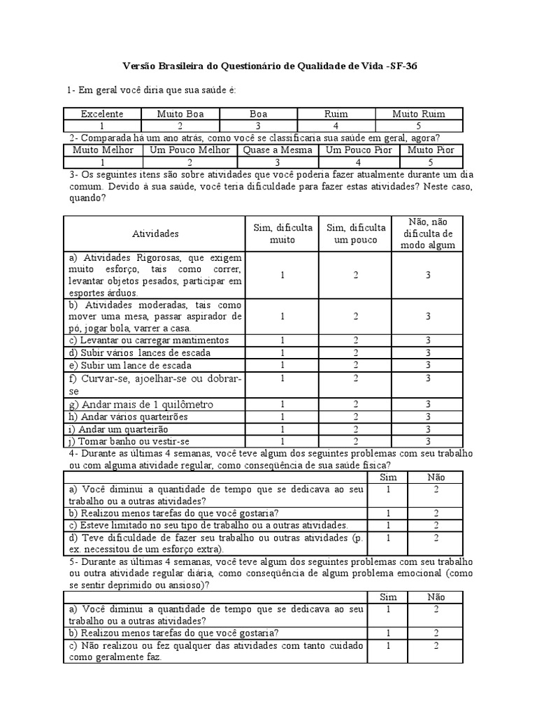 sf-36.pdf | Ciências da Terra e da Vida | Neurociência
