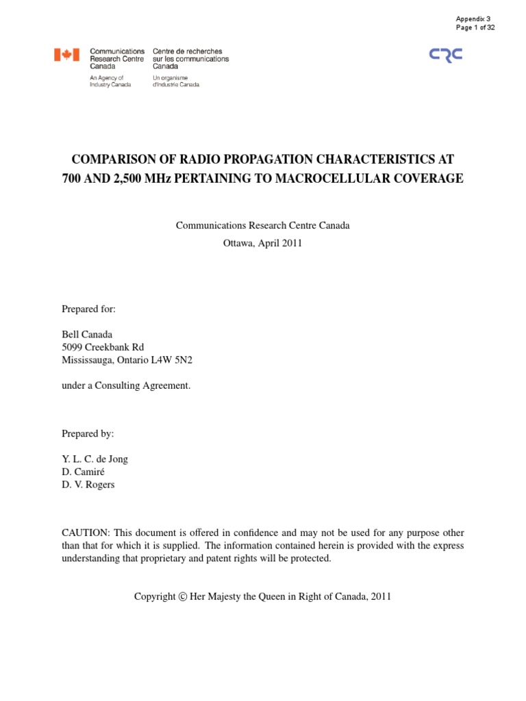CRC Predict - Comparison of Radio Propagation Characteristics at 700 ...