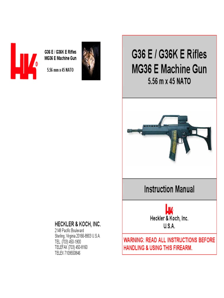 HK G36 Assault Rifle Manual | PDF | Telescopic Sight | Firearms