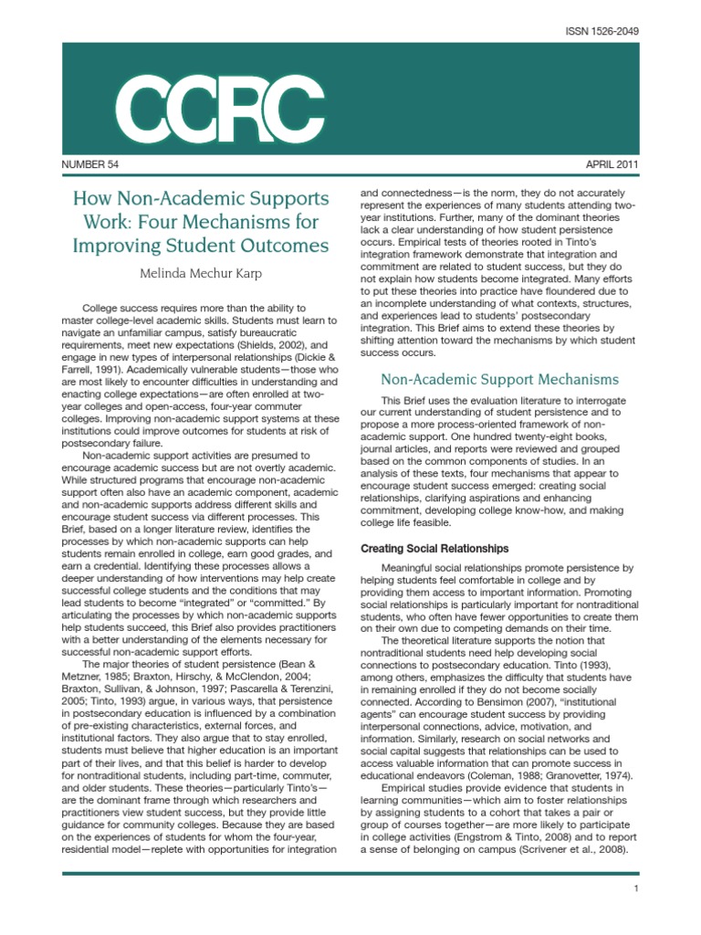 Four Mechanisms of Non-Academic Support: How Social Relationships, Goal ...