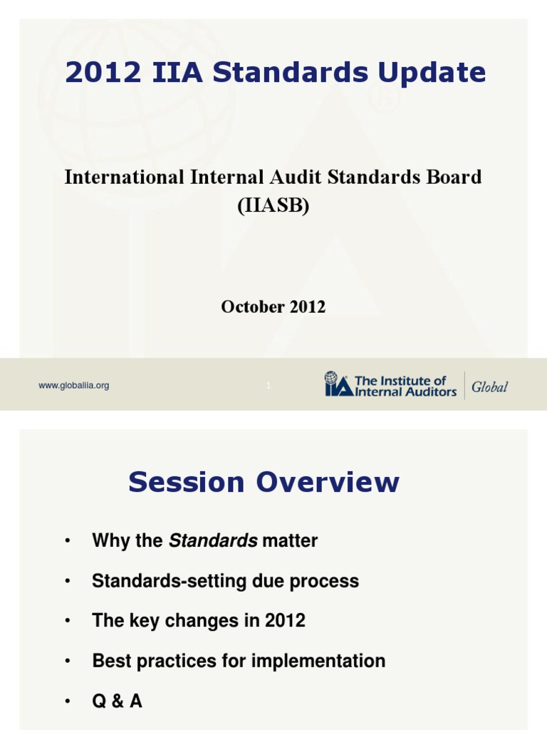 2012 IIA Standards Update: International Internal Audit Standards Board ...