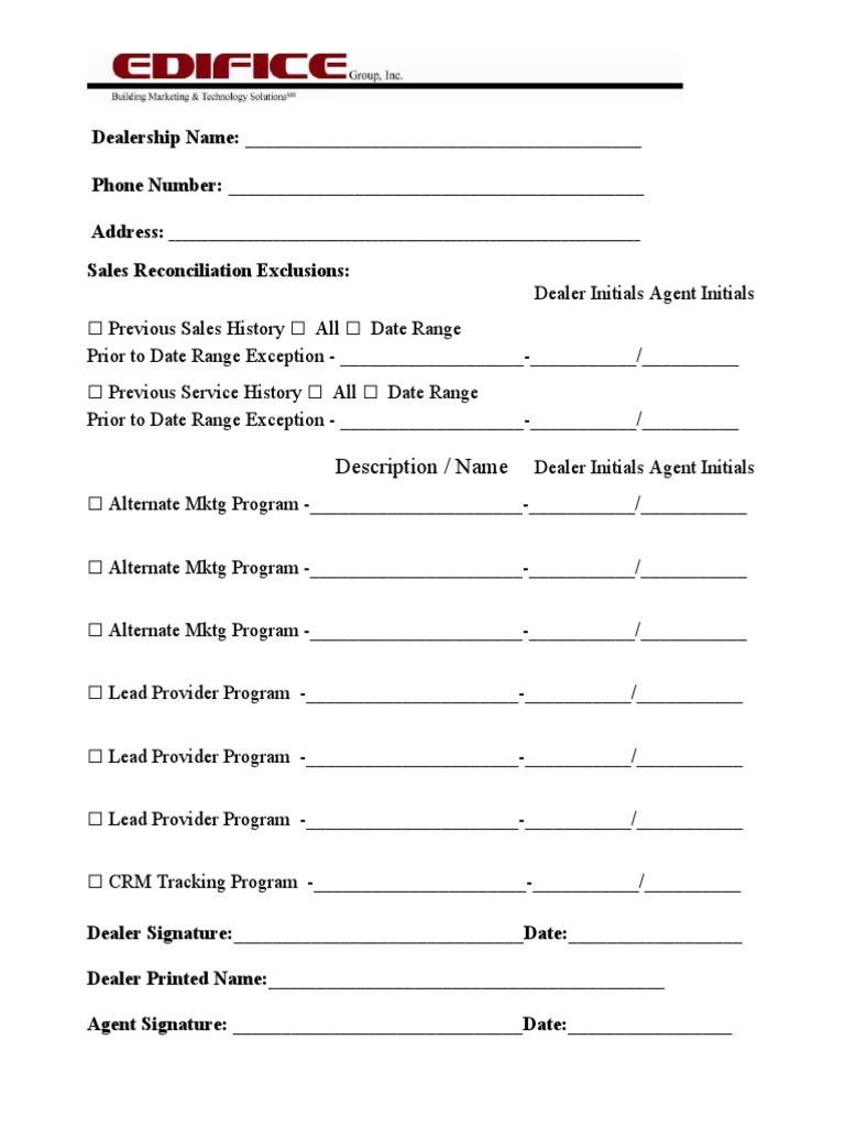 Sales Reconciliation Exclusions Form | PDF