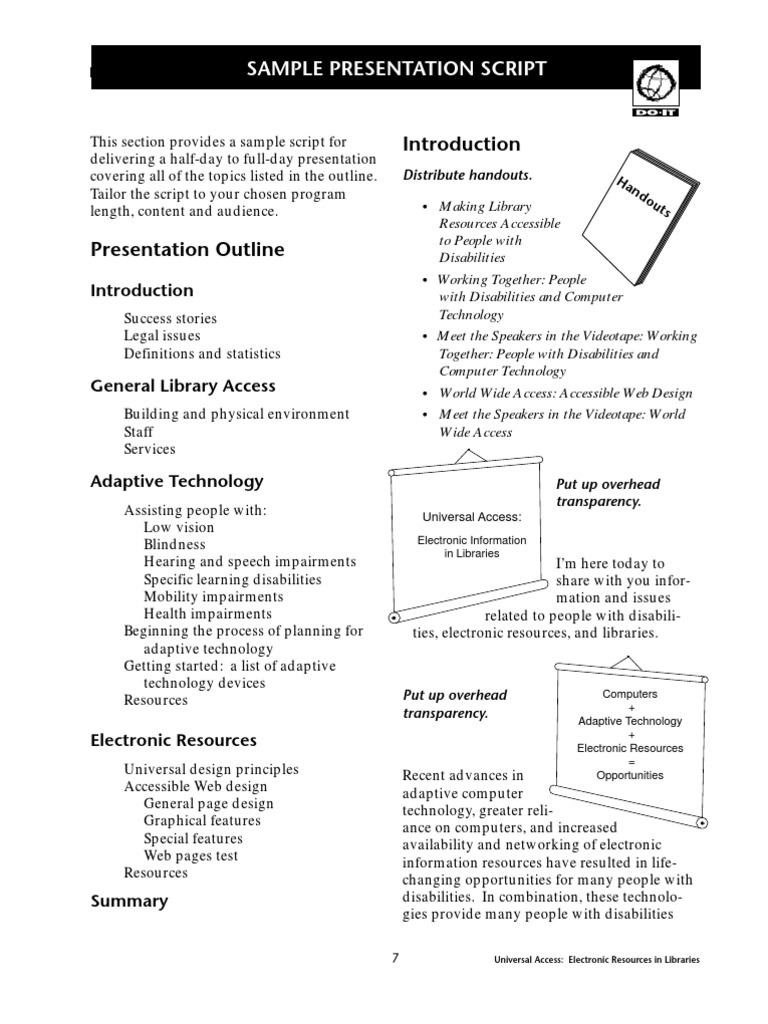Sample Presentation Script | Download Free PDF | Accessibility | Disability