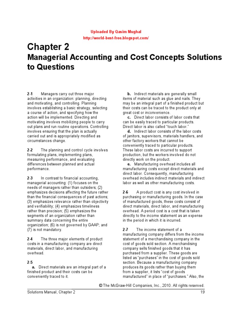 Managerial Accounting Garrison Edition 13 Chap 002 | PDF | Cost Of Goods Sold | Inventory