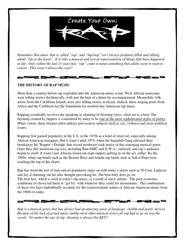 create your own rap | Hip Hop Music | Poetry