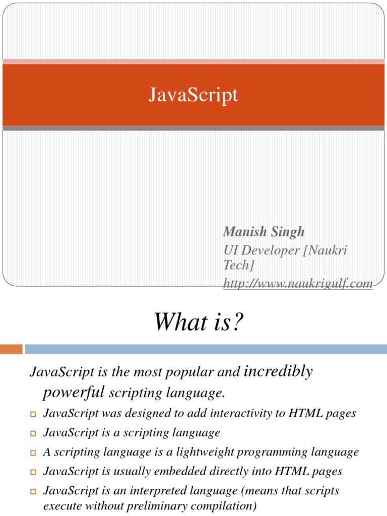 Javascript: Manish Singh | PDF | Document Object Model | Java Script