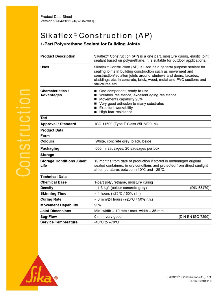 Sikaflex Construction (AP) | PDF | Concrete | Manmade Materials