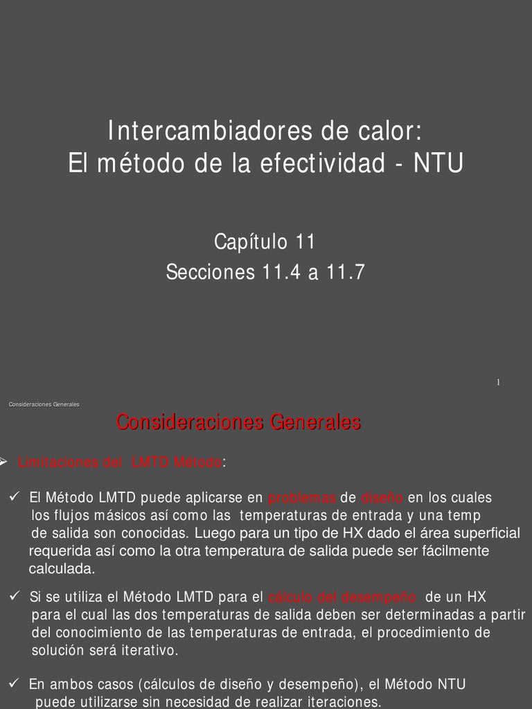 Intercambiadores de Calor: Método de La Efectividad NTU | PDF | Intercambiador de calor | Calor