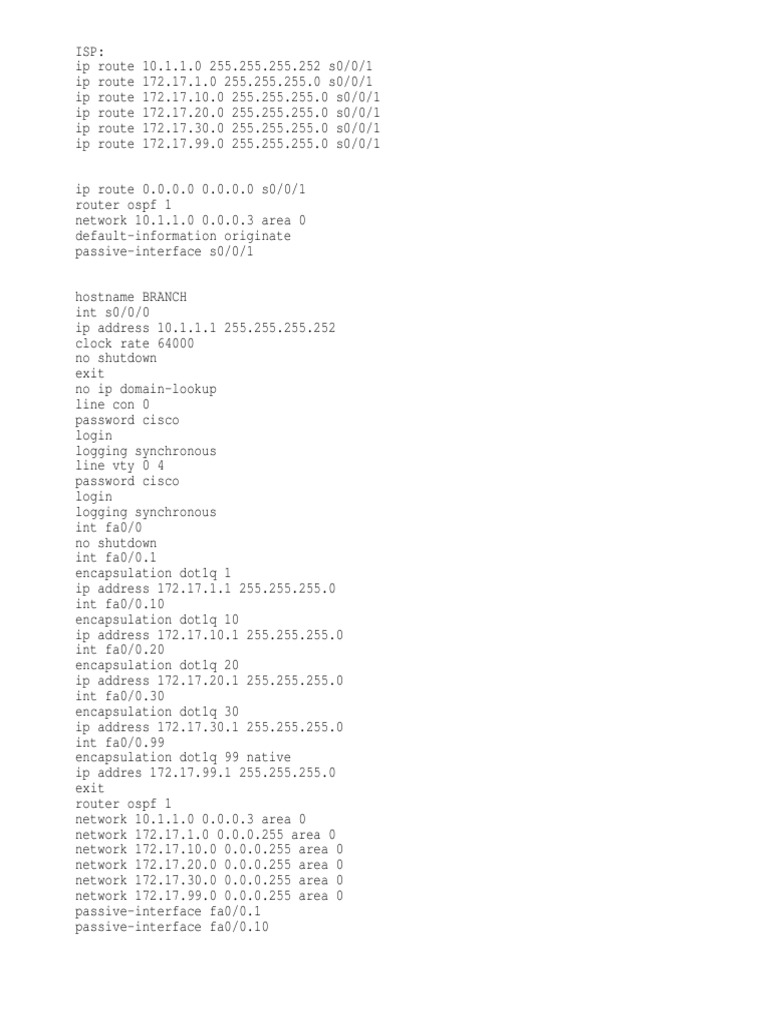 Pka 1.5.1 Commands | PDF | Ip Address | Router (Computing)