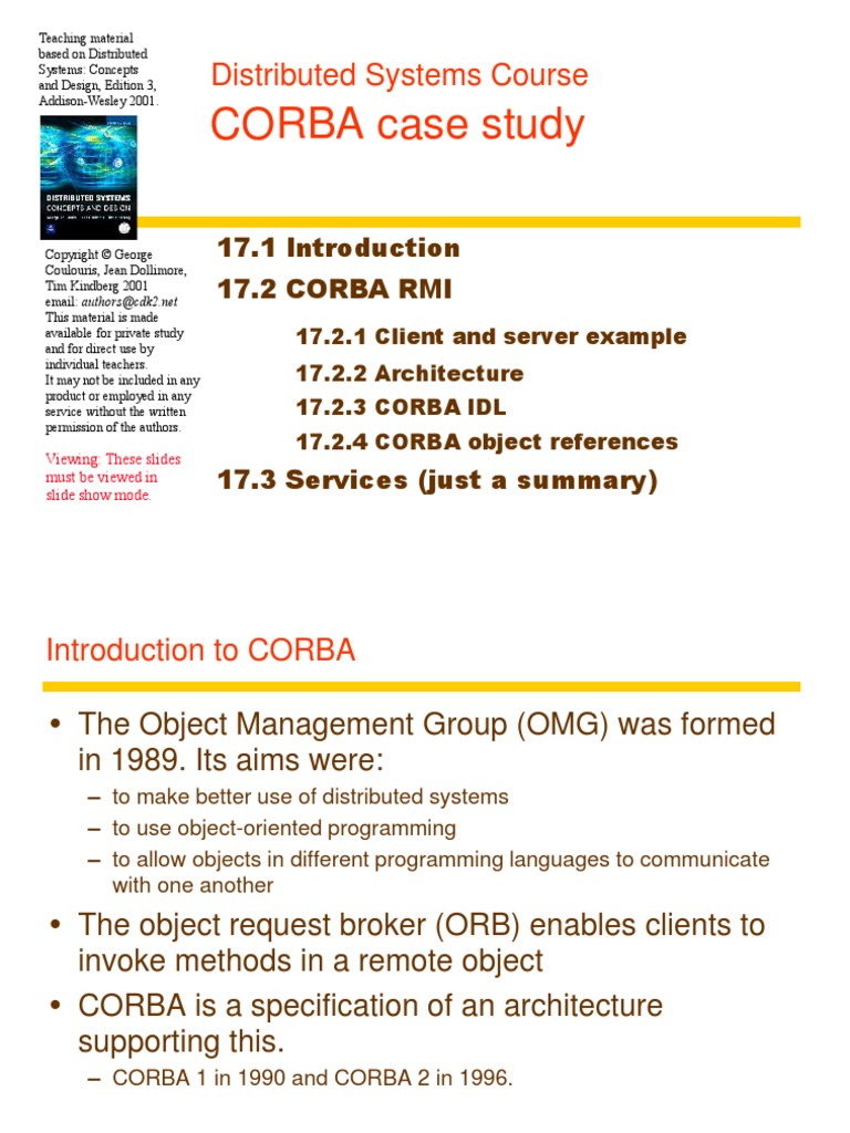 CORBA Case Study | PDF | Common Object Request Broker Architecture | Object (Computer Science)