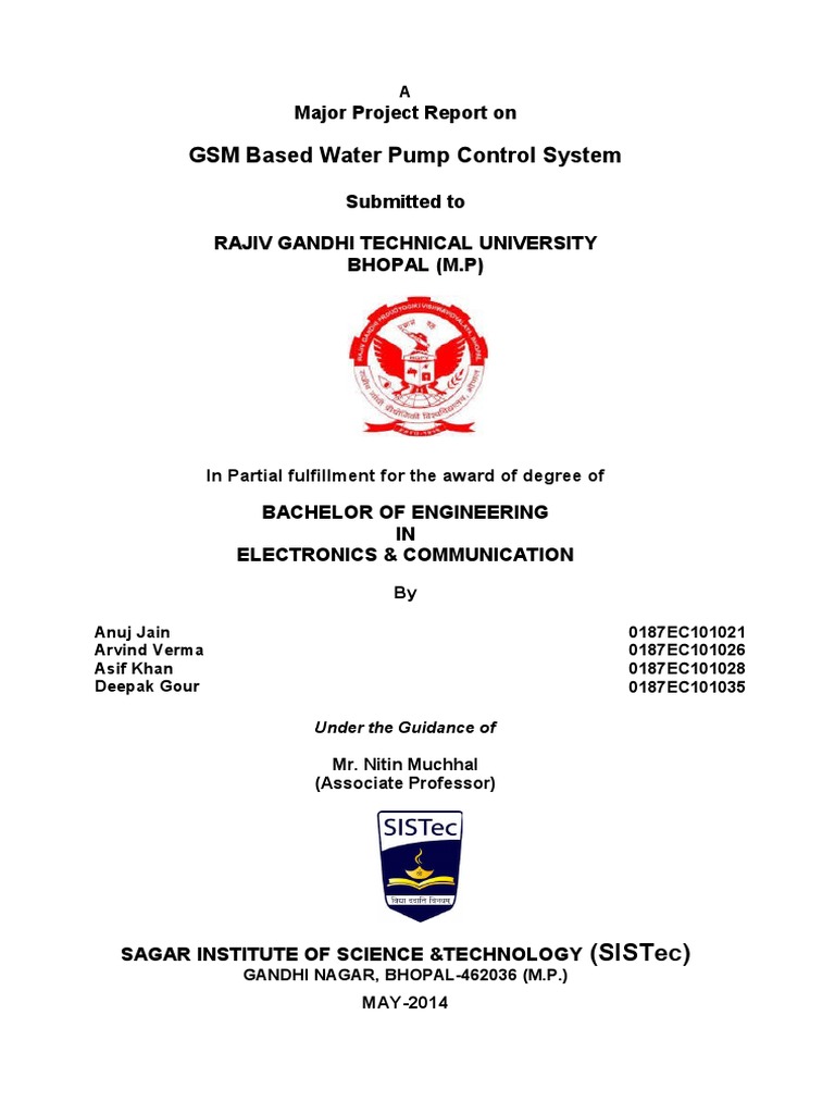 SIStec Major Project Report On GSM Based Pump Control System | PDF | P–N Junction | Electrical ...