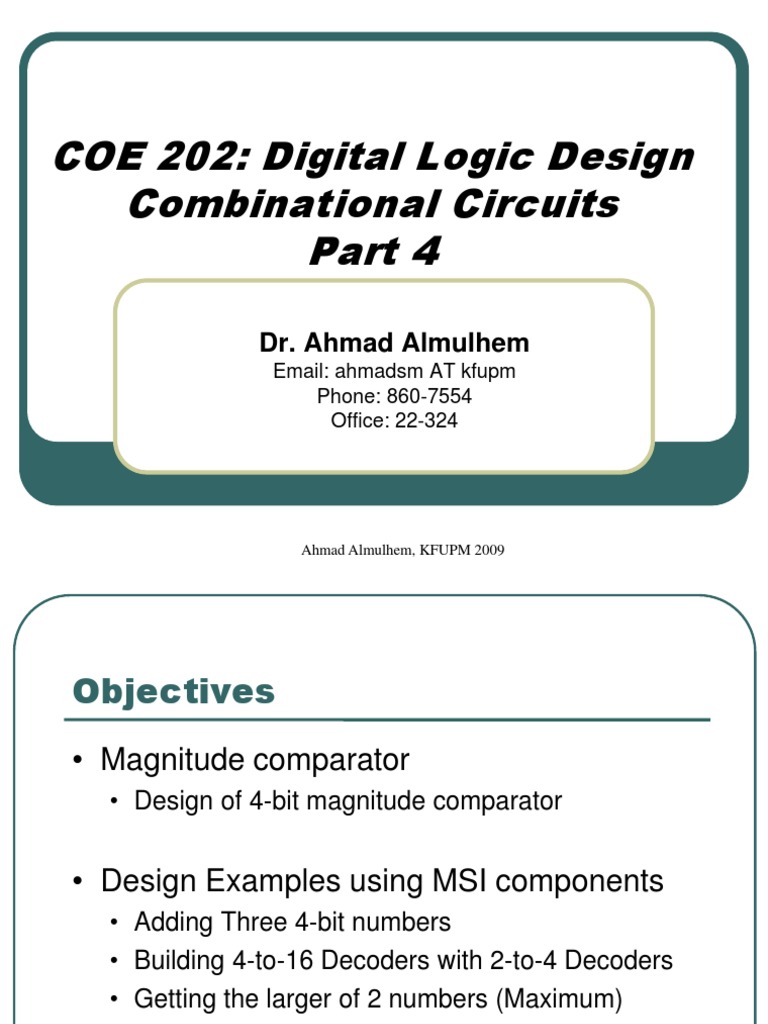 COE 202: Digital Logic Design Combinational Circuits: Dr. Ahmad ...