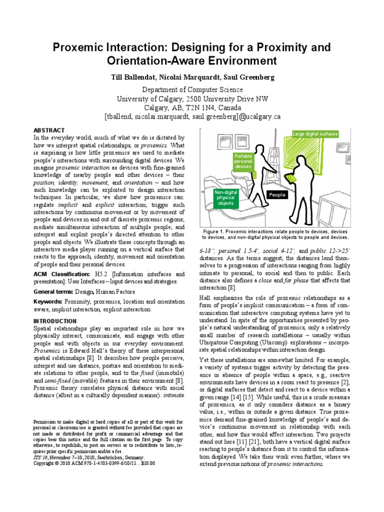 Proxemic Interaction: Designing For A Proximity and Orientation-Aware ...