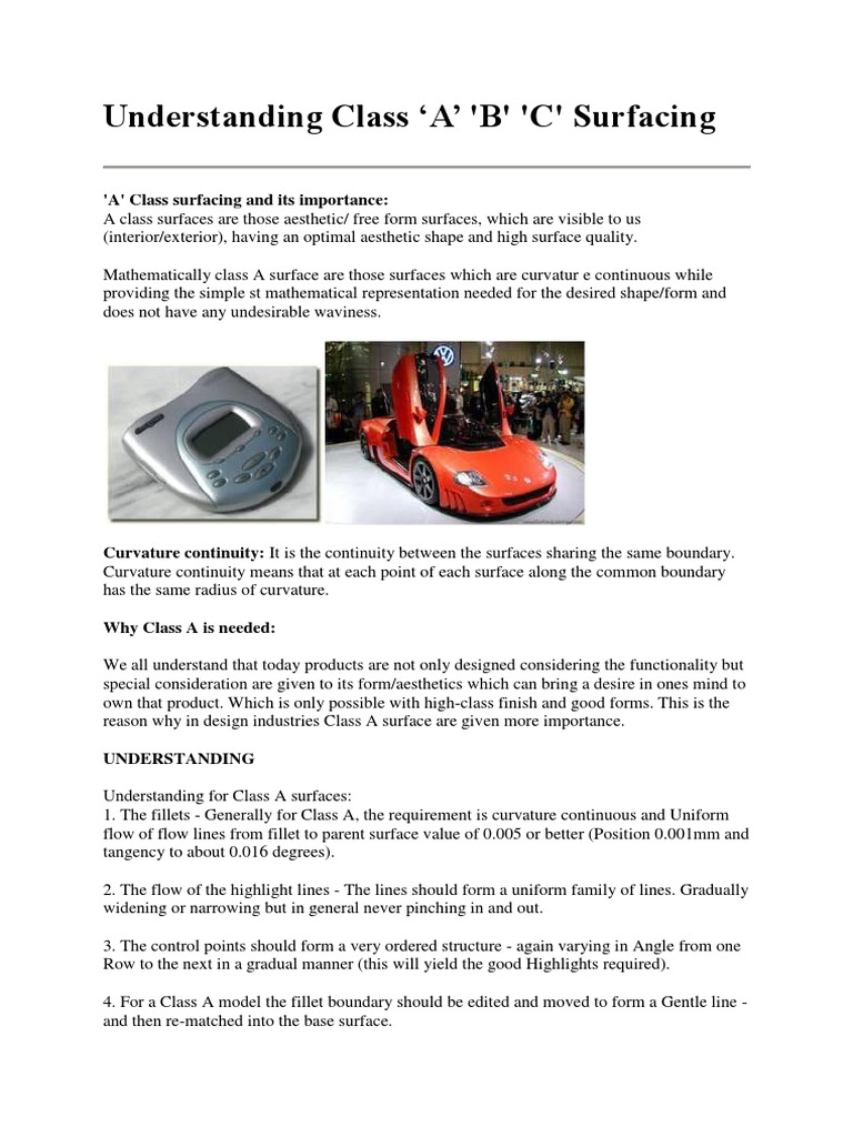 Class A B & C Surfaces | PDF | Spline (Mathematics) | Geometric Shapes