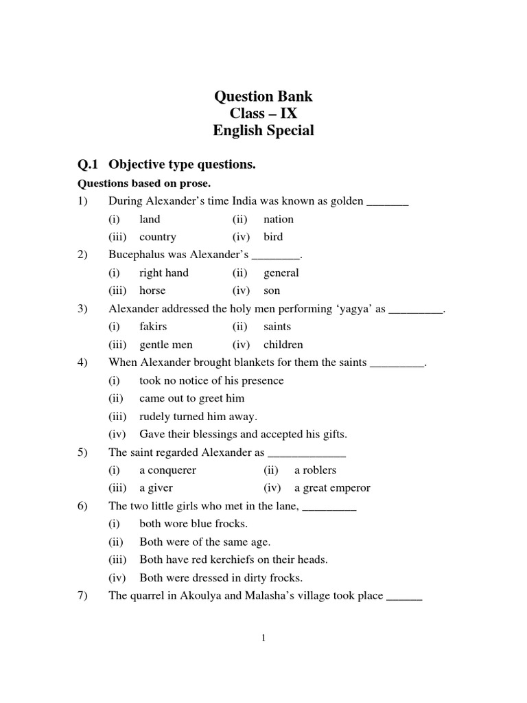 Model English Q-Paper Class Ix PDF | PDF | Infants | Ficus