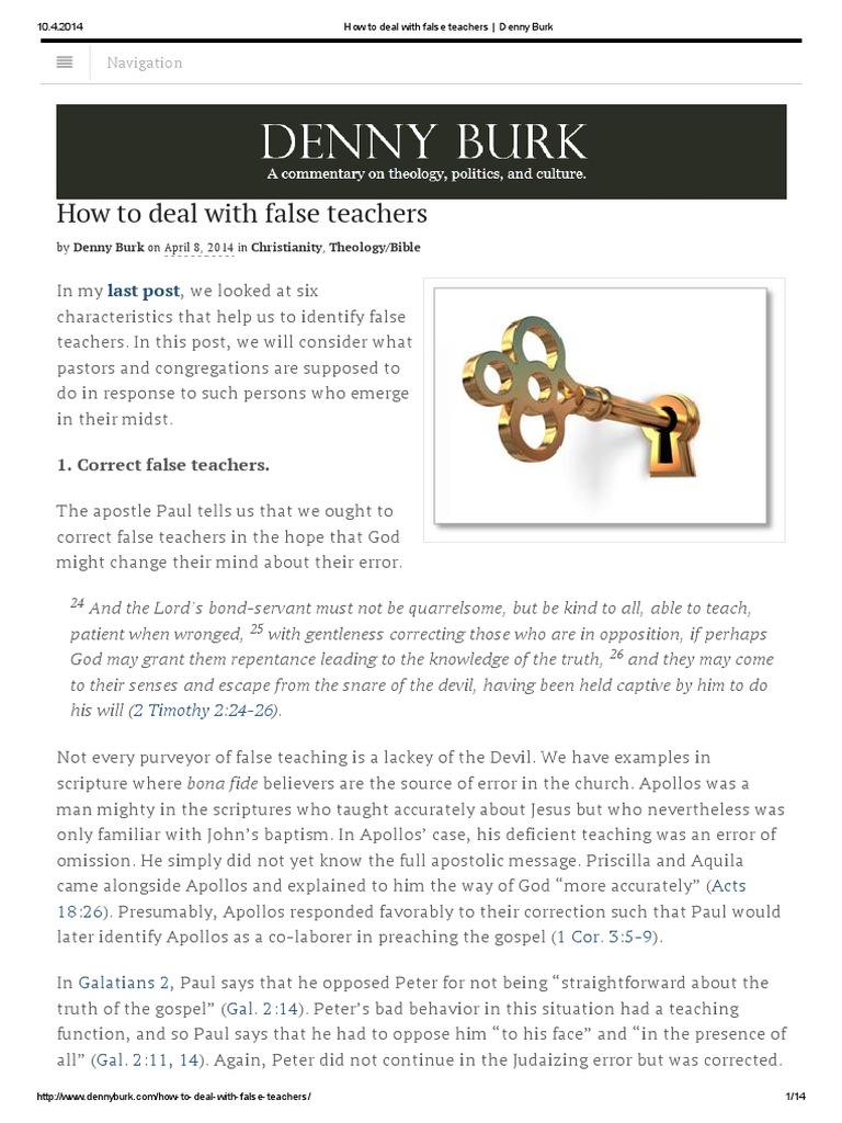 How To Deal With False Teachers | PDF | Protestantism | Catholic Church