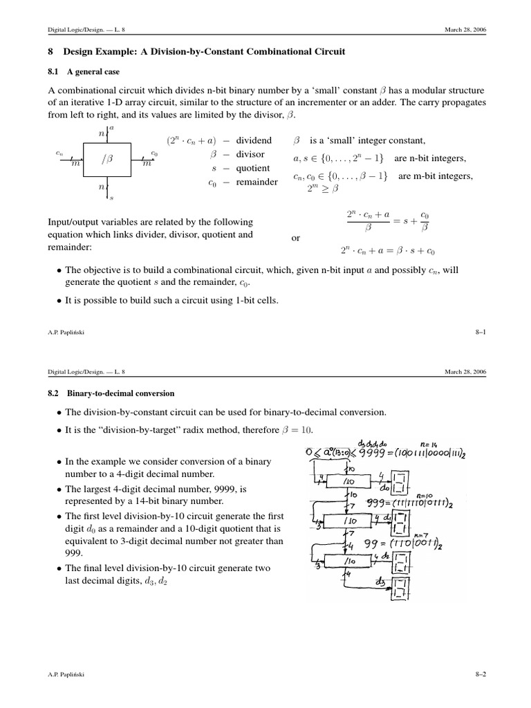 Design Example - A Division-By-Constant Combinational Circuit | PDF ...