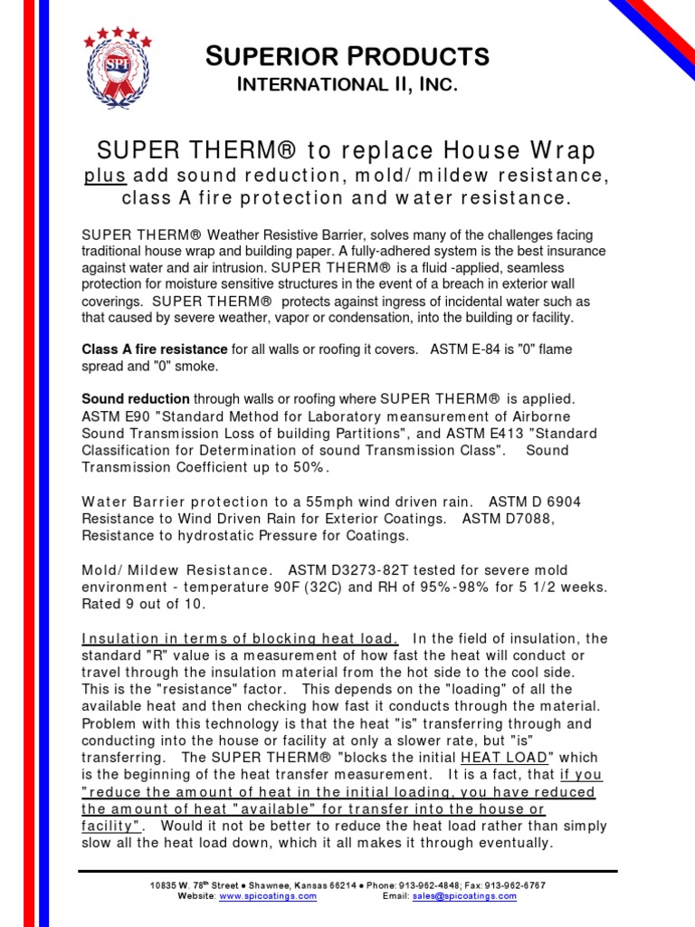 SUPERTHERM To Replace HouseWrap | PDF | Heat | Thermal Insulation
