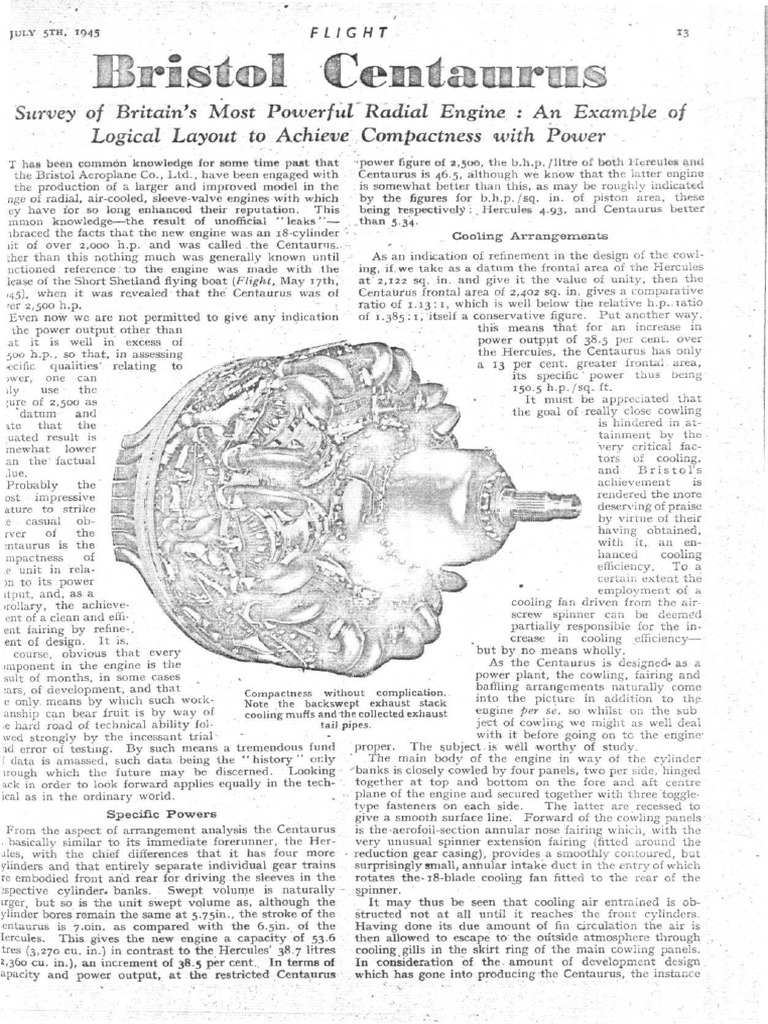 Bristol Centaurus | PDF | Cylinder (Engine) | Gear