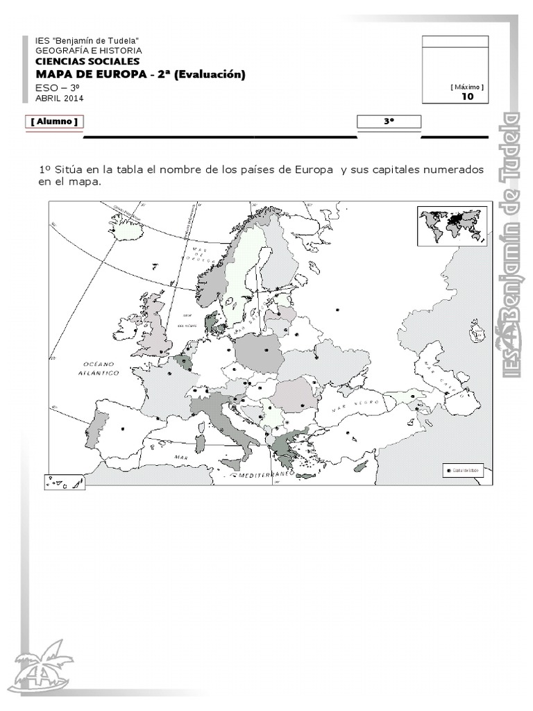 Examen Mapa de Europa Política | PDF | Viajes y turismo
