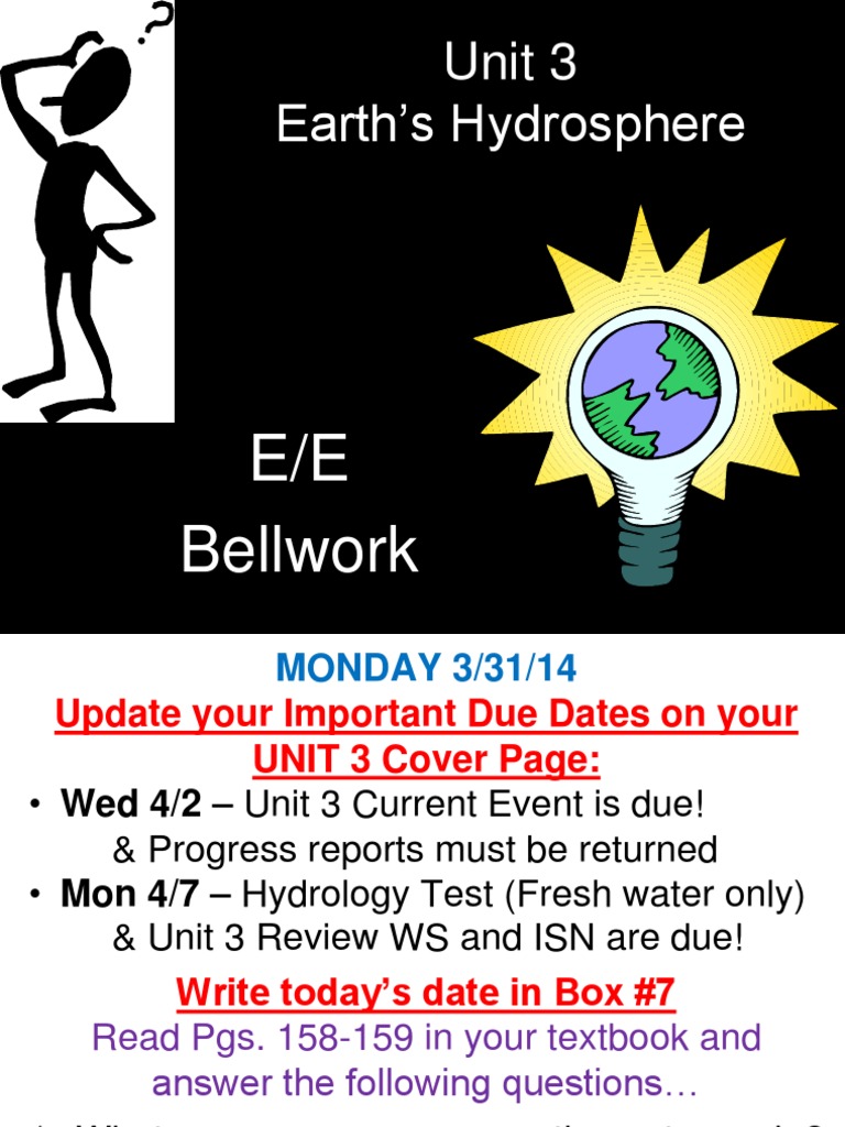 Hydrosphere Unit 3 Bellwork Guide | PDF | Foreign Language Studies ...