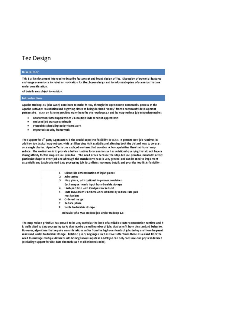 Tez Design v1.1 | PDF | Map Reduce | Apache Hadoop