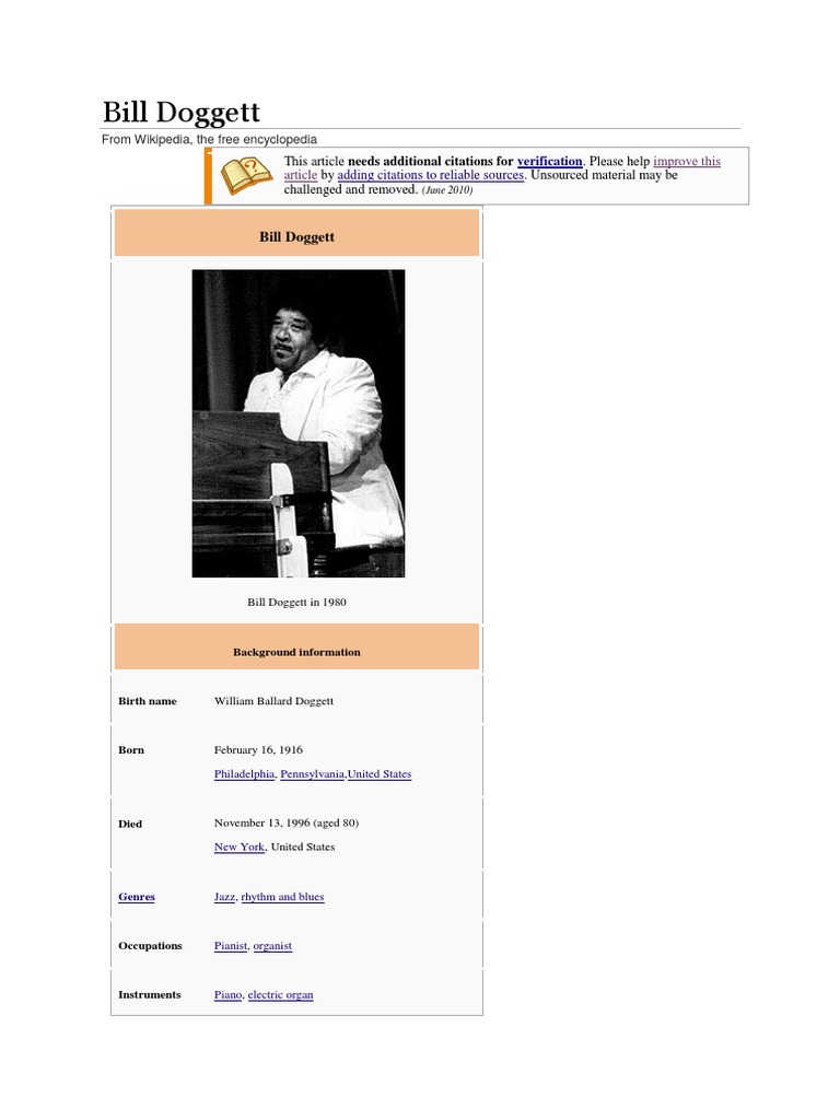 Bill Doggett | PDF | African American Music | American Styles Of Music