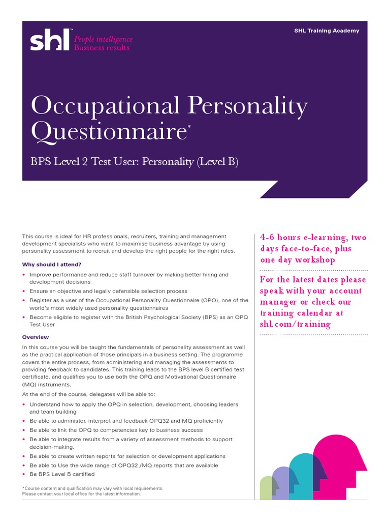 Training Course Factsheet OPQ Level B | PDF | Educational Technology ...