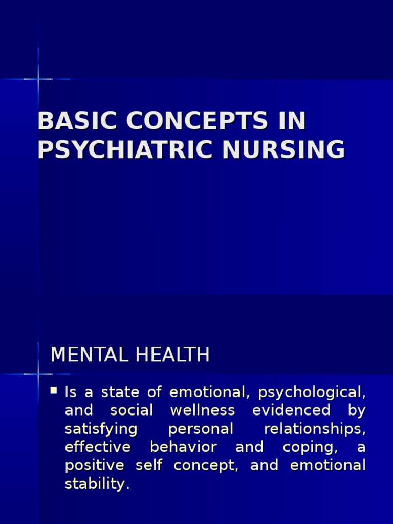 Basic Concepts In Psychiatric Nursing Pdf Psychiatric And Mental