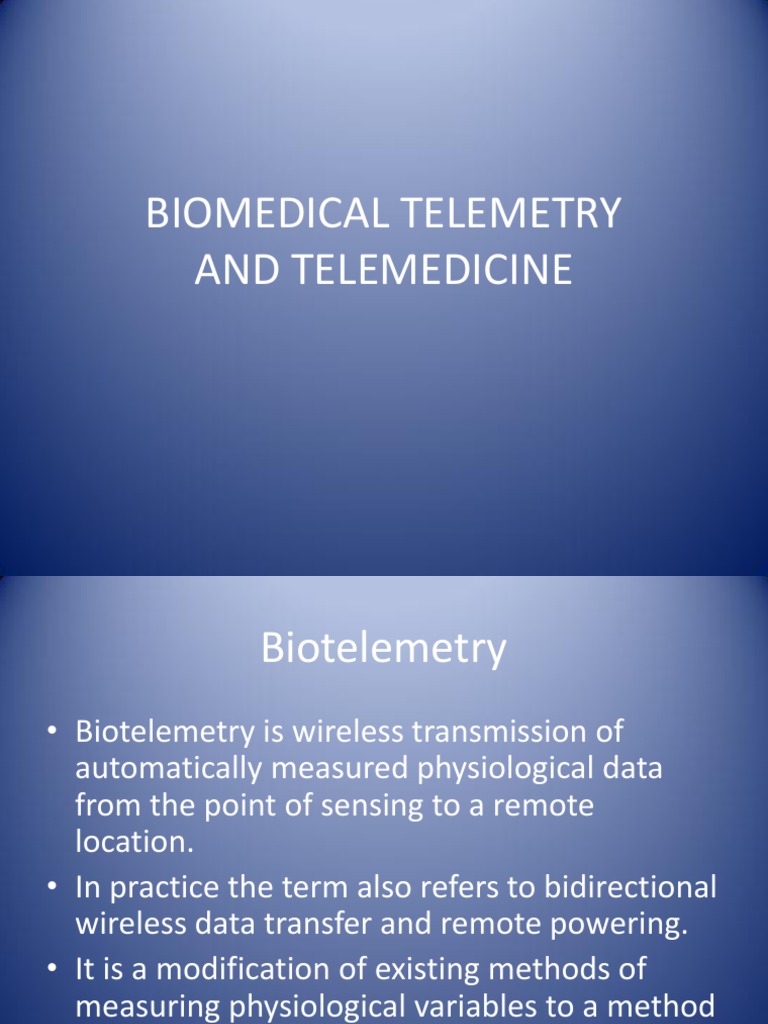 Biomedical Telemetry and Telemedicine | PDF | Telemedicine | Monitoring (Medicine)